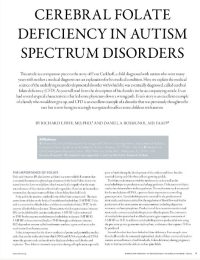 Cerebral Folate Deficiency – Dr. Richard E. Frye, MD, PhD